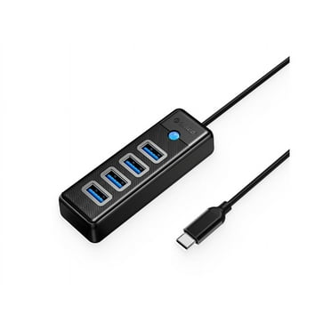 Onn+ Portable 4-Port USB 2.0 Hub with 4 USB 2.0 Ports and 4-inch USB ...
