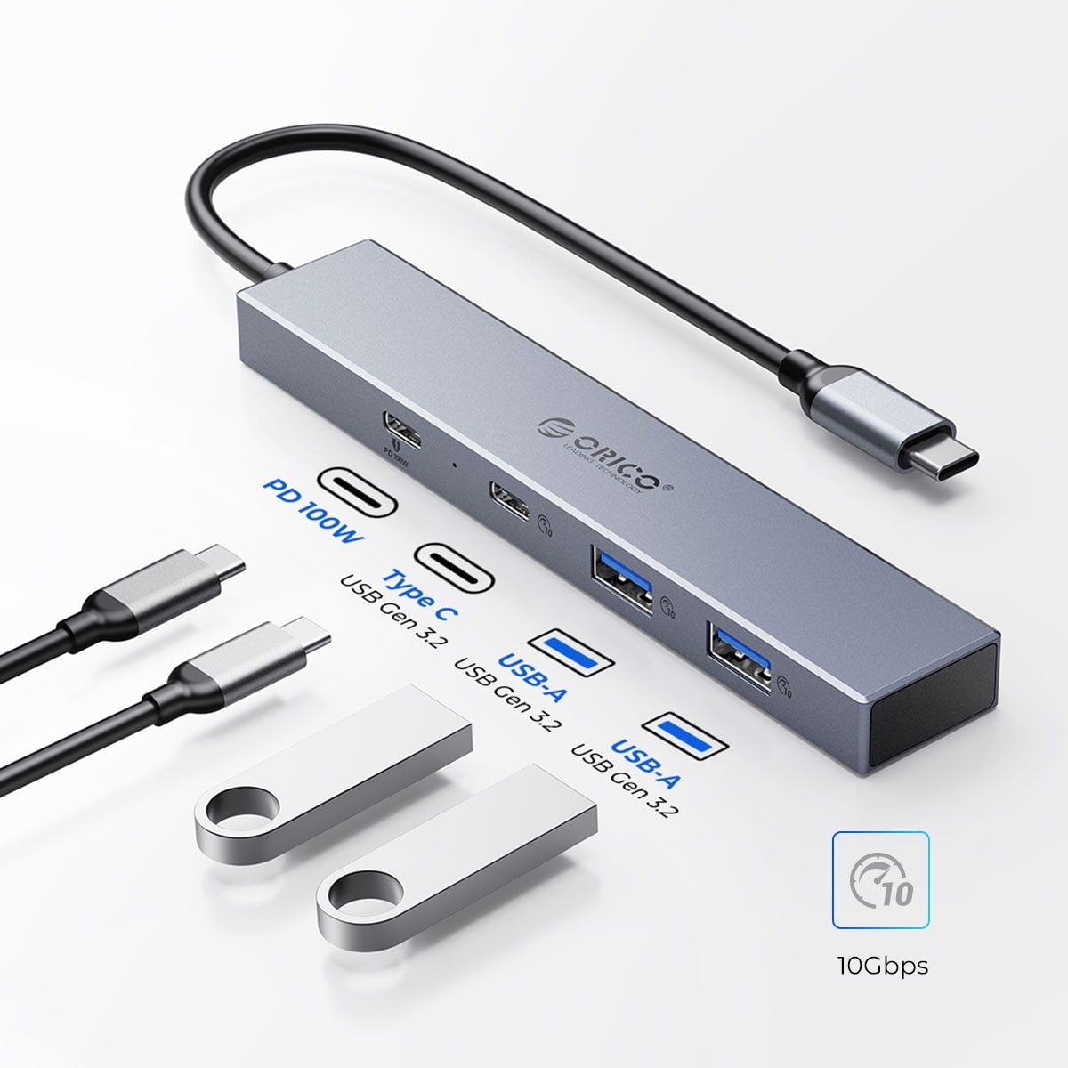 ORICO 4 Ports USB C Hub Type-C*3+pd100w*1 USB C Adapter Multiport USB ...