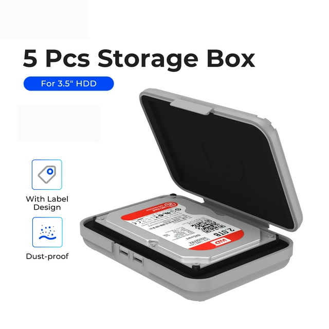 ORICO 5 Pack 3.5 Inch Hard Drive Box Protective Box Storage Case Cover ...