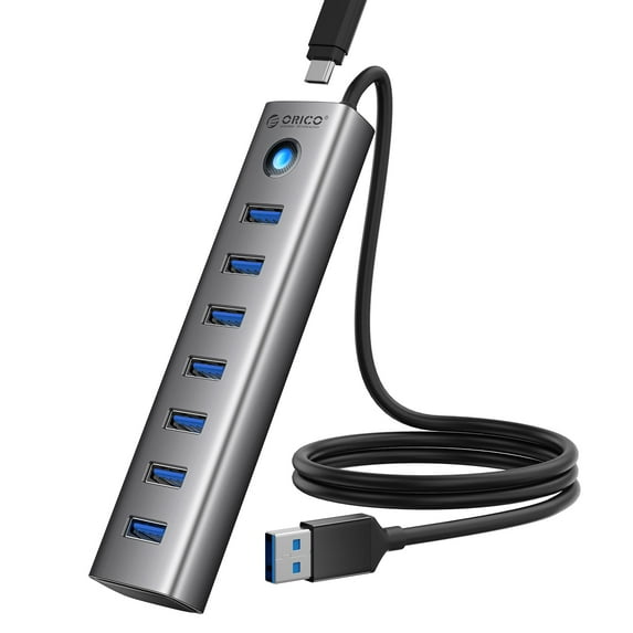 ORICO 7-Port USB 3.0 Hub, Aluminum USB Multiple Adapter, 5Gbps USB ...