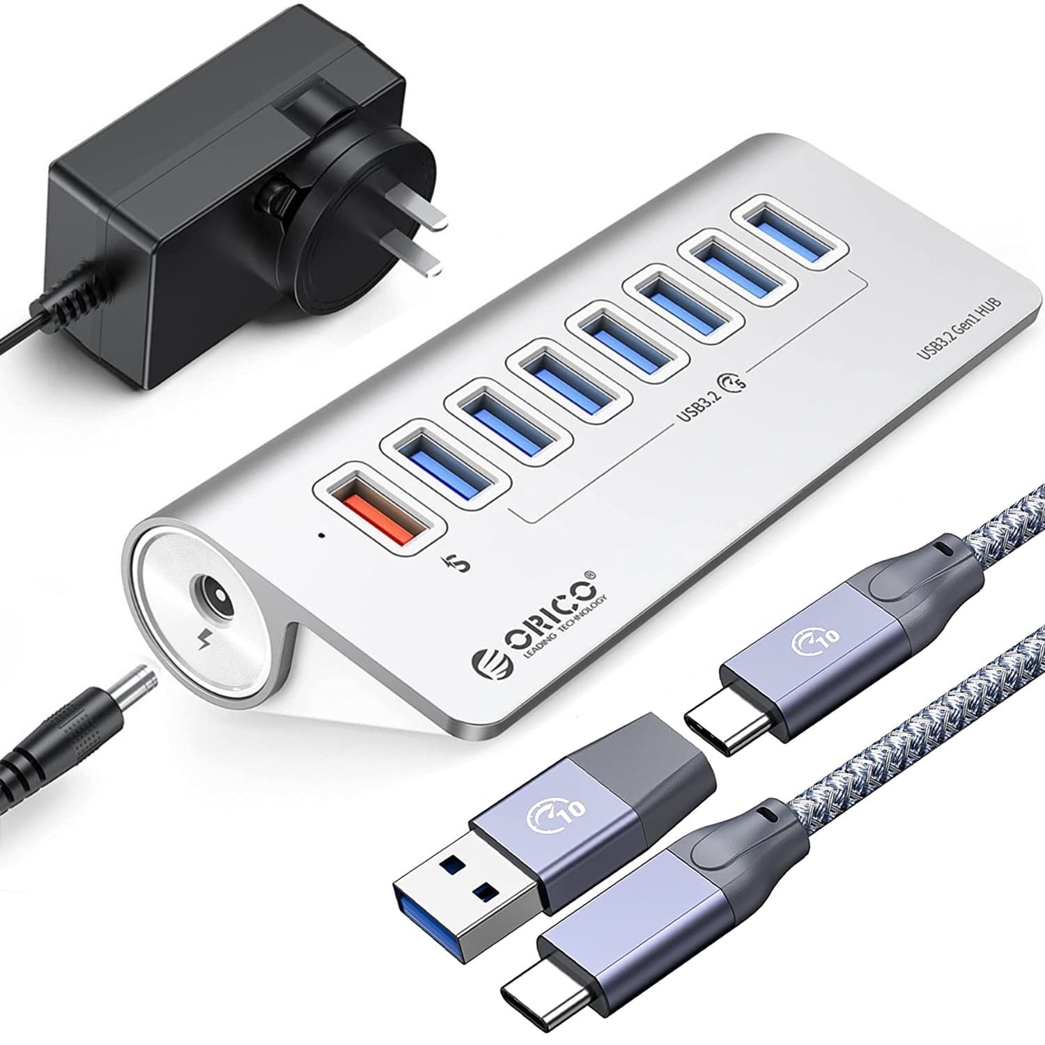 ORICO 7 Ports 5Gbps Powered USB Hub 3.0 with power supply（12V3A ）USB ...