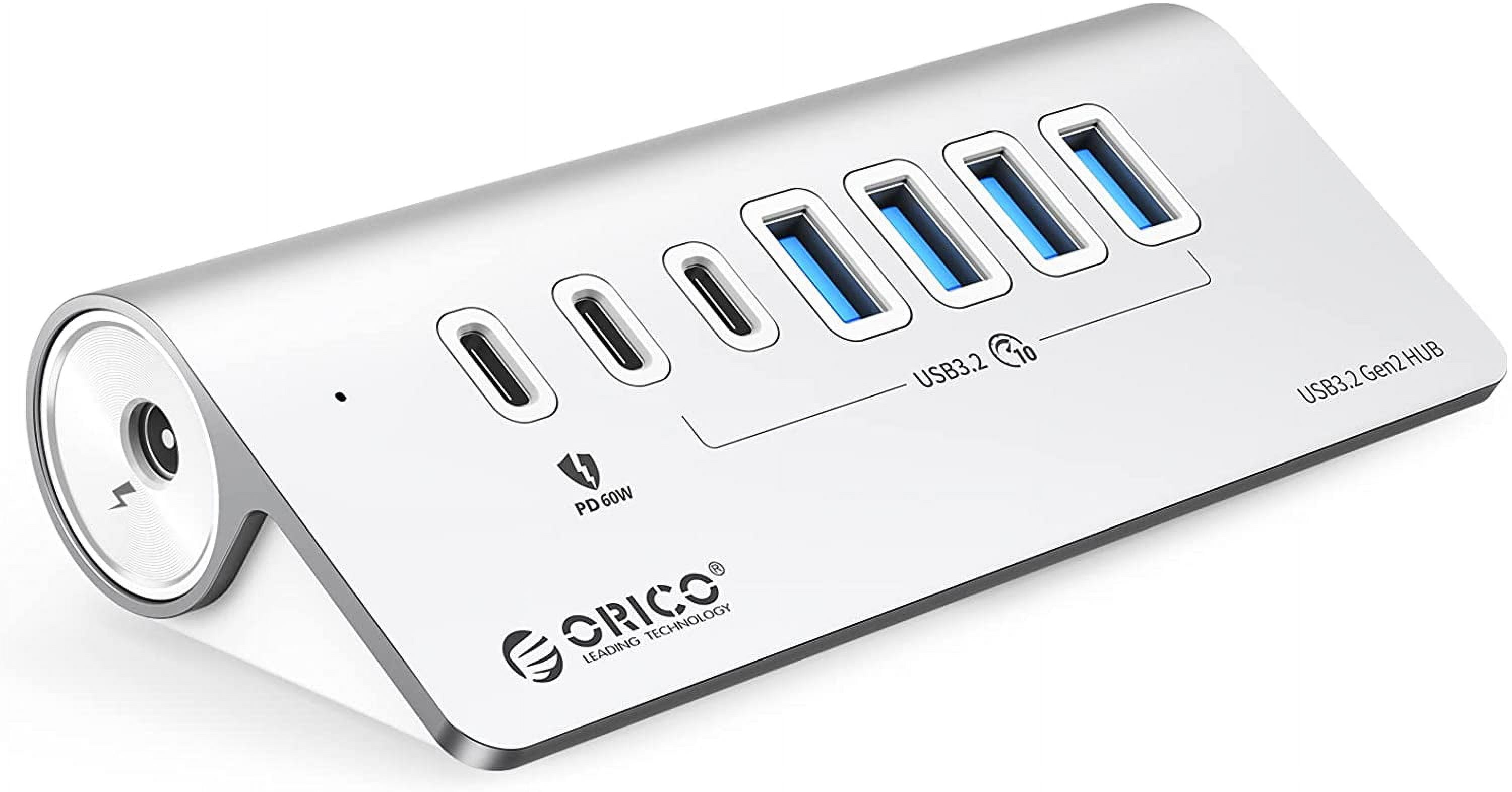 ORICO Aluminum USB Hub 10Gbps,7 Port USB 3.2 Gen 2 Hub with 6 USB 3.2 ...