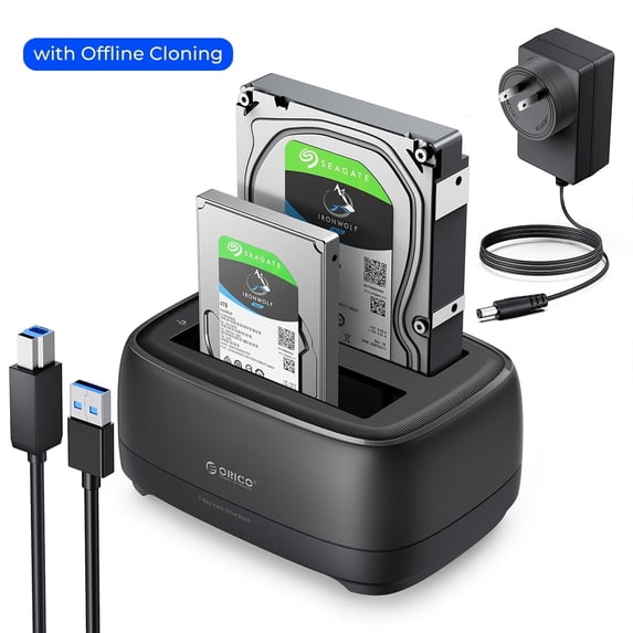 ORICO Dual Bay 40TB SATA SSD/HDD Hard Drive Docking Station with ...