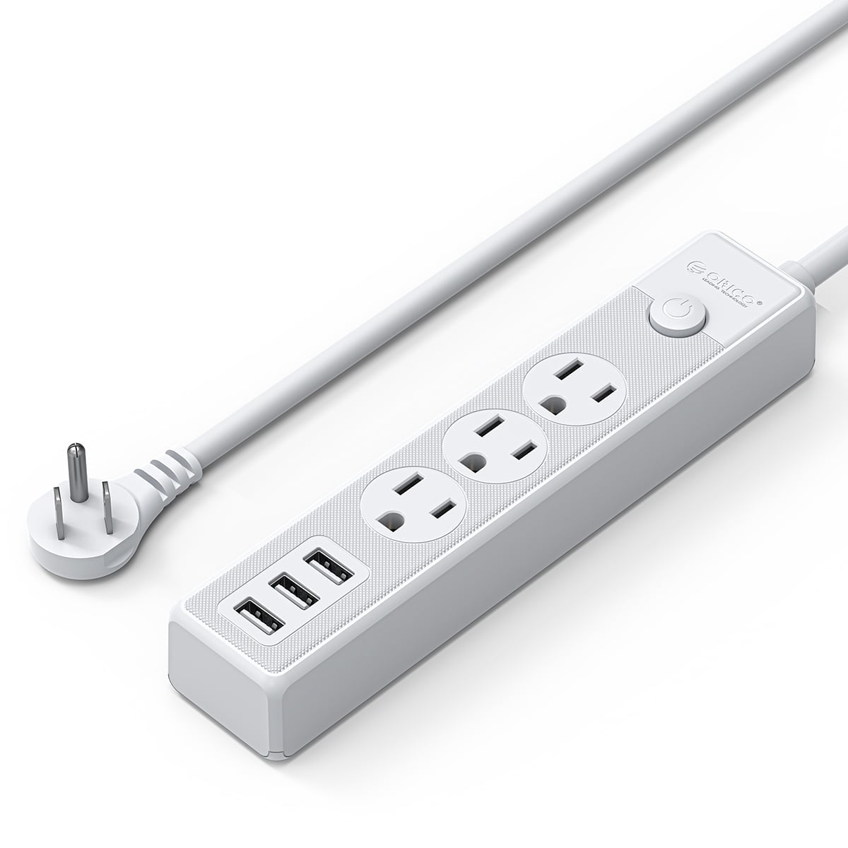 ORICO Flat Plug Power Strip 3 AC Outlets 3 USB Port Long Extension Cord ...
