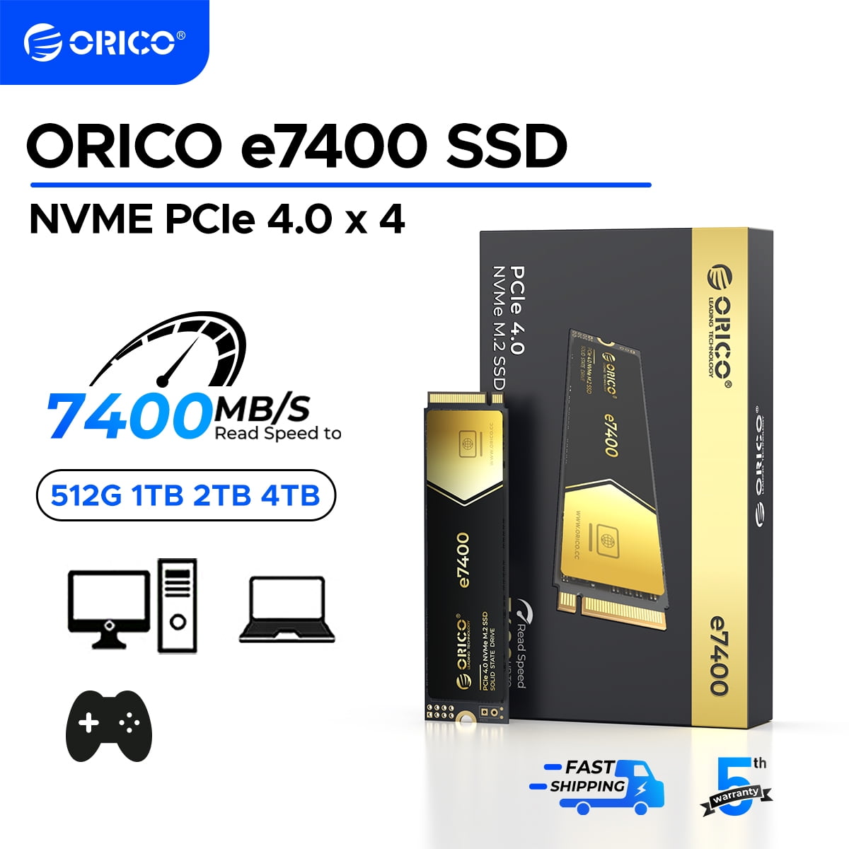ORICO Gaming PCIe4.0 M.2 NVMe SSD PS5 7400MB/S Internal Solid State ...
