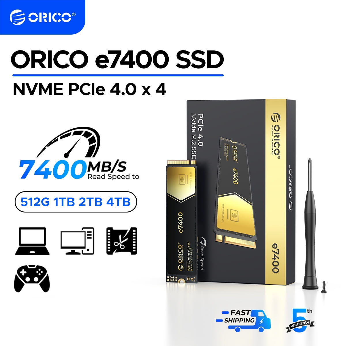 ORICO Gaming PCIe4.0 M.2 NVMe SSD PS5 7400MB/S Internal Solid State ...