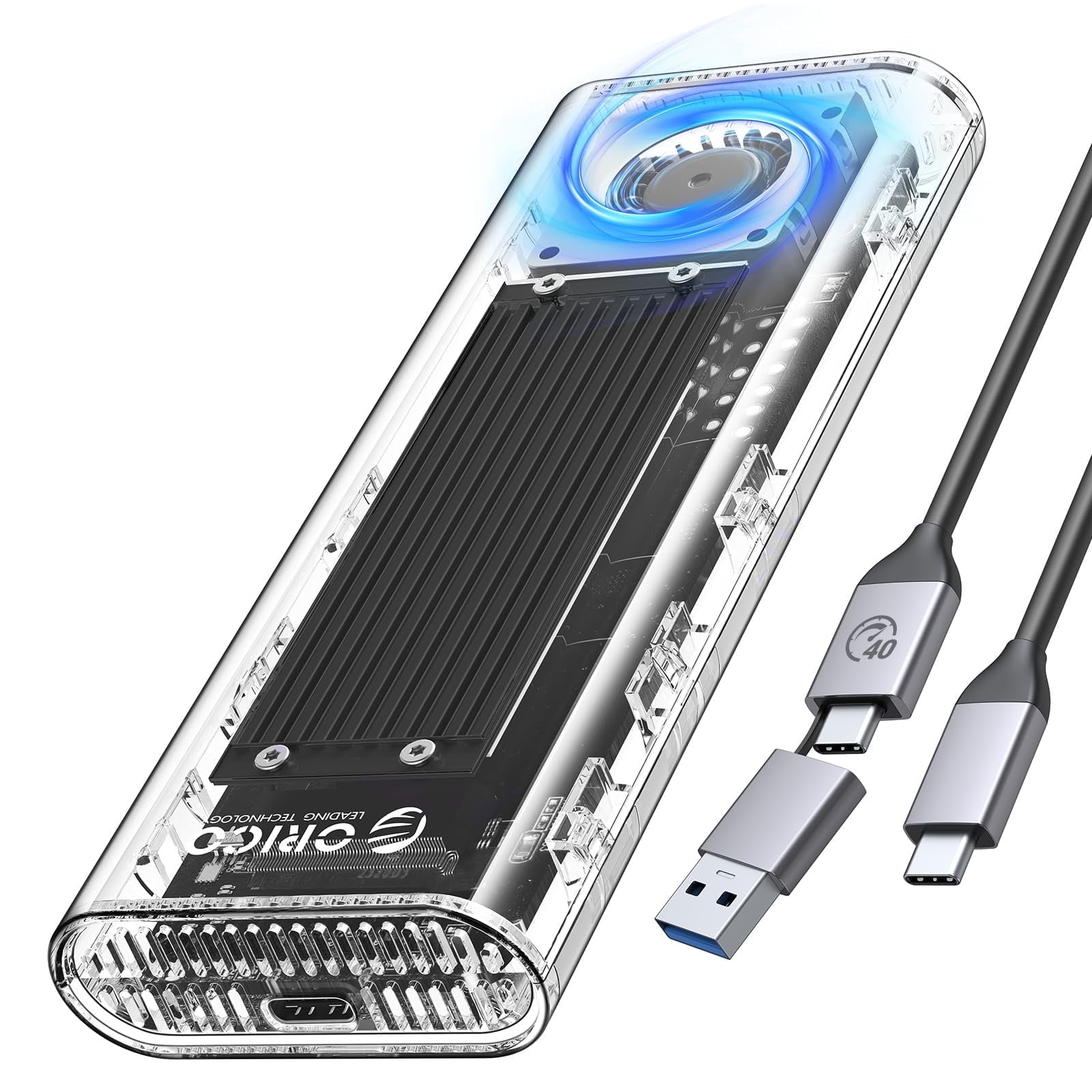 ORICO M.2 NVMe SSD Enclosure 40Gbps USB4.0 M.2 Enclosure with Cooling ...
