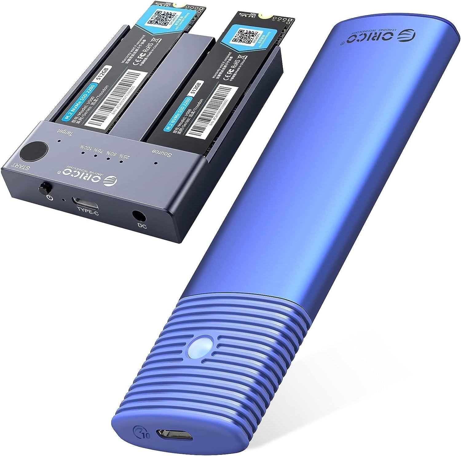 ORICO M.2 Enclosure External SATA NVMe M.2 Enclosure with Dual-Bay M.2 ...