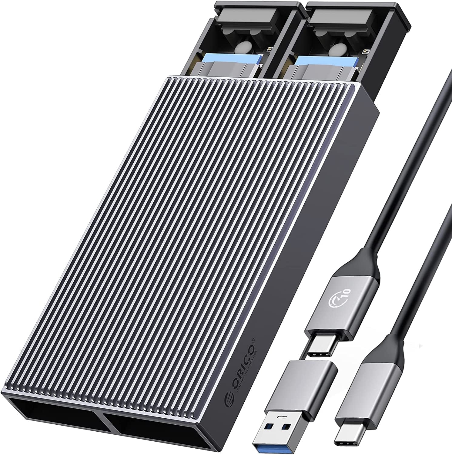 ORICO M.2 NVMe SSD Enclosure 2x4TB Aluminum Dual Bay NVMe Enclosure ...