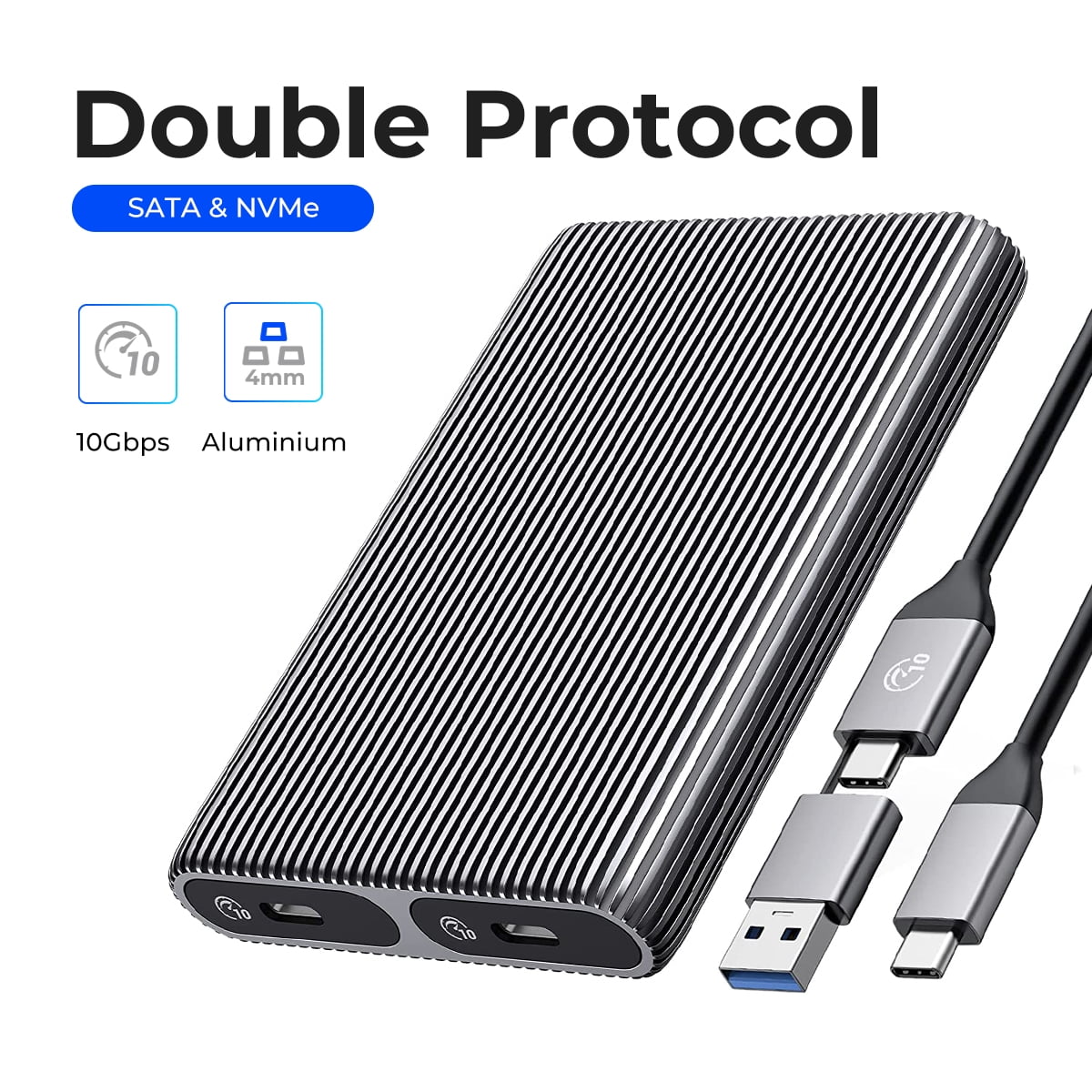 ORICO M.2 NVMe SSD Enclosure 2x4TB Max- Dual Bay Aluminum NVMe ...