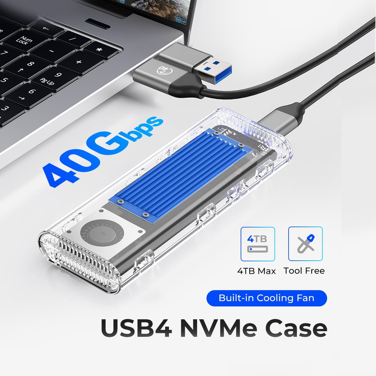 ORICO M.2 NVMe SSD Enclosure up to 4TB 40Gbps External NVMe M.2 ...