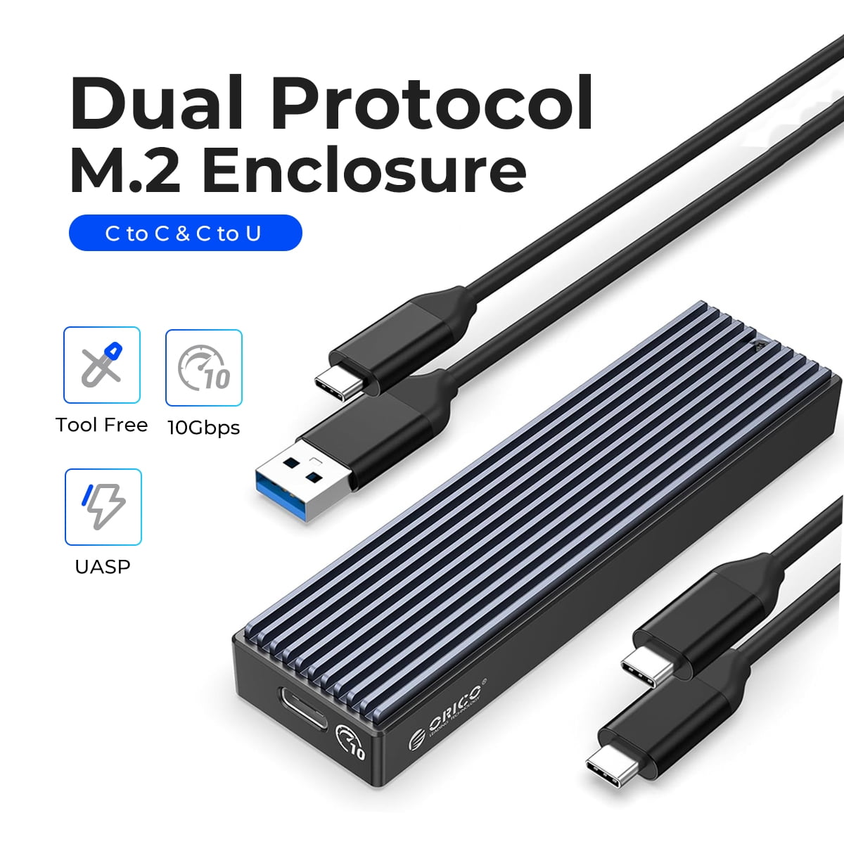 ORICO M.2 SATA NVMe SSD Enclosure USB C 3.2 Gen 2 10Gbps External Hard ...