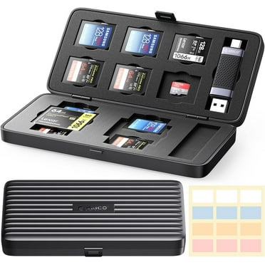 ONN Memory Card Storage Case: Securely Store 12 SD/MicroSD/CF Cards w ...