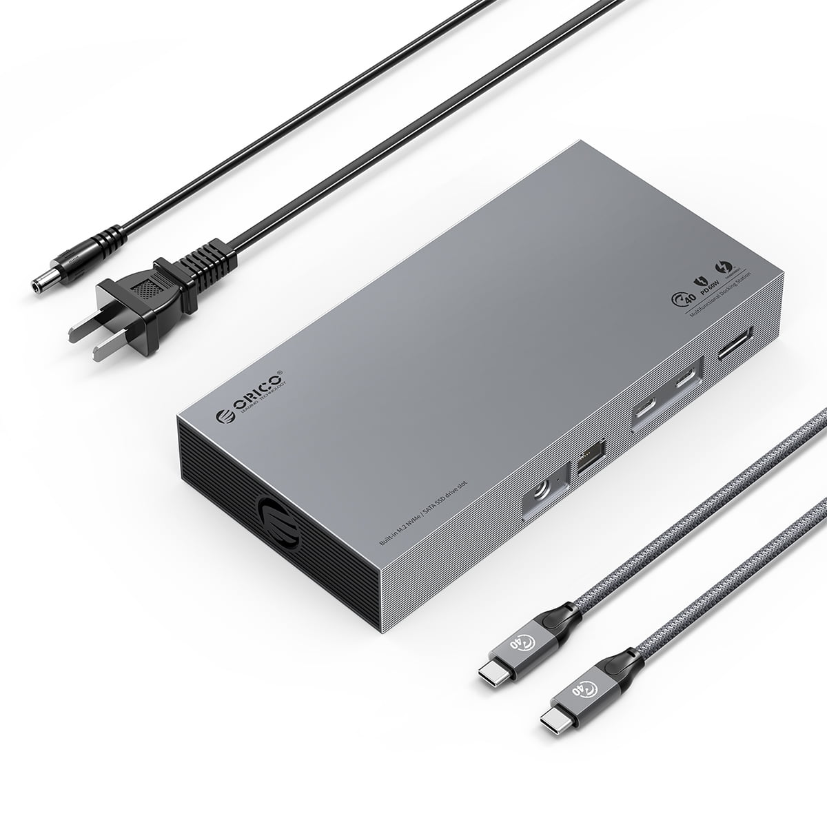 ORICO Laptop Dock Station with Dual Bay M.2 NVMe NGFF Enclosure 40Gbps ...