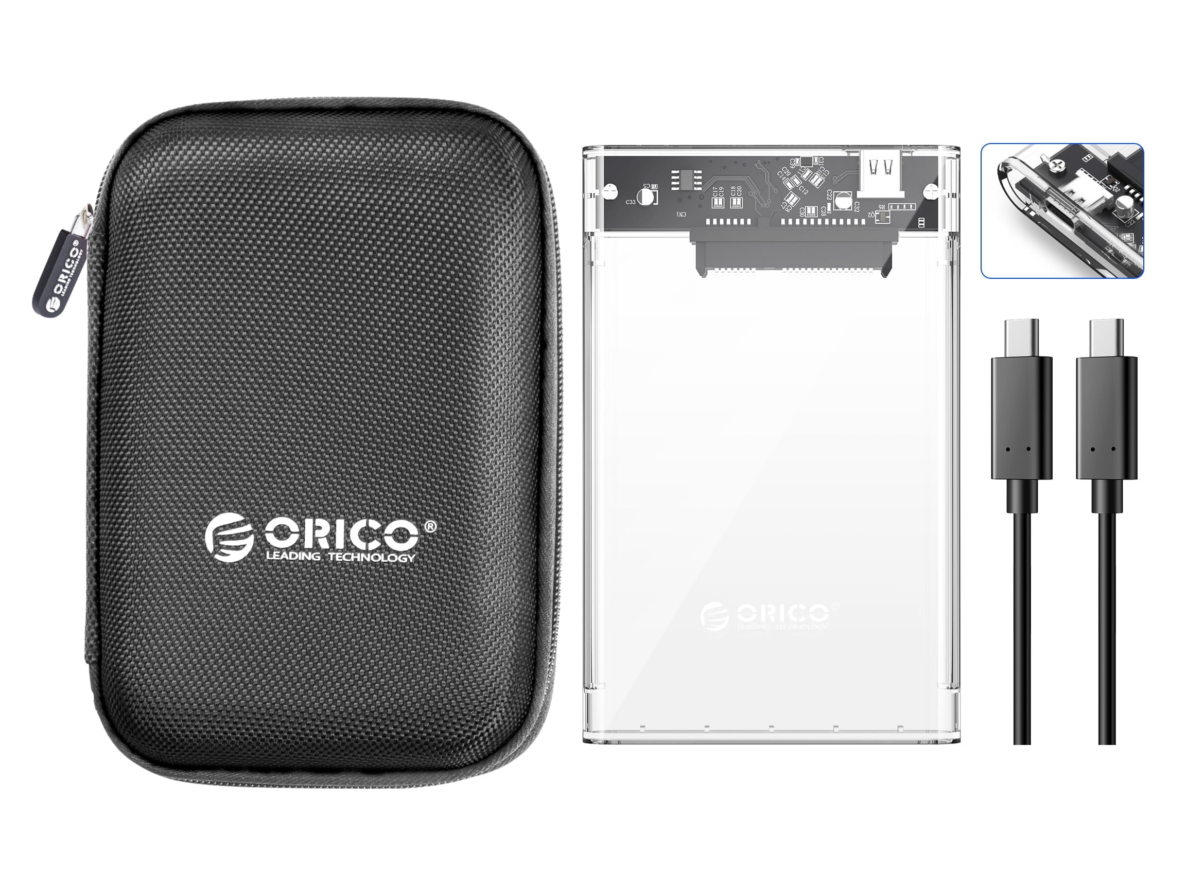 ORICO Transparent HDD Case SATA to USB 3.0 Hard Drive Case External 2.5 ...