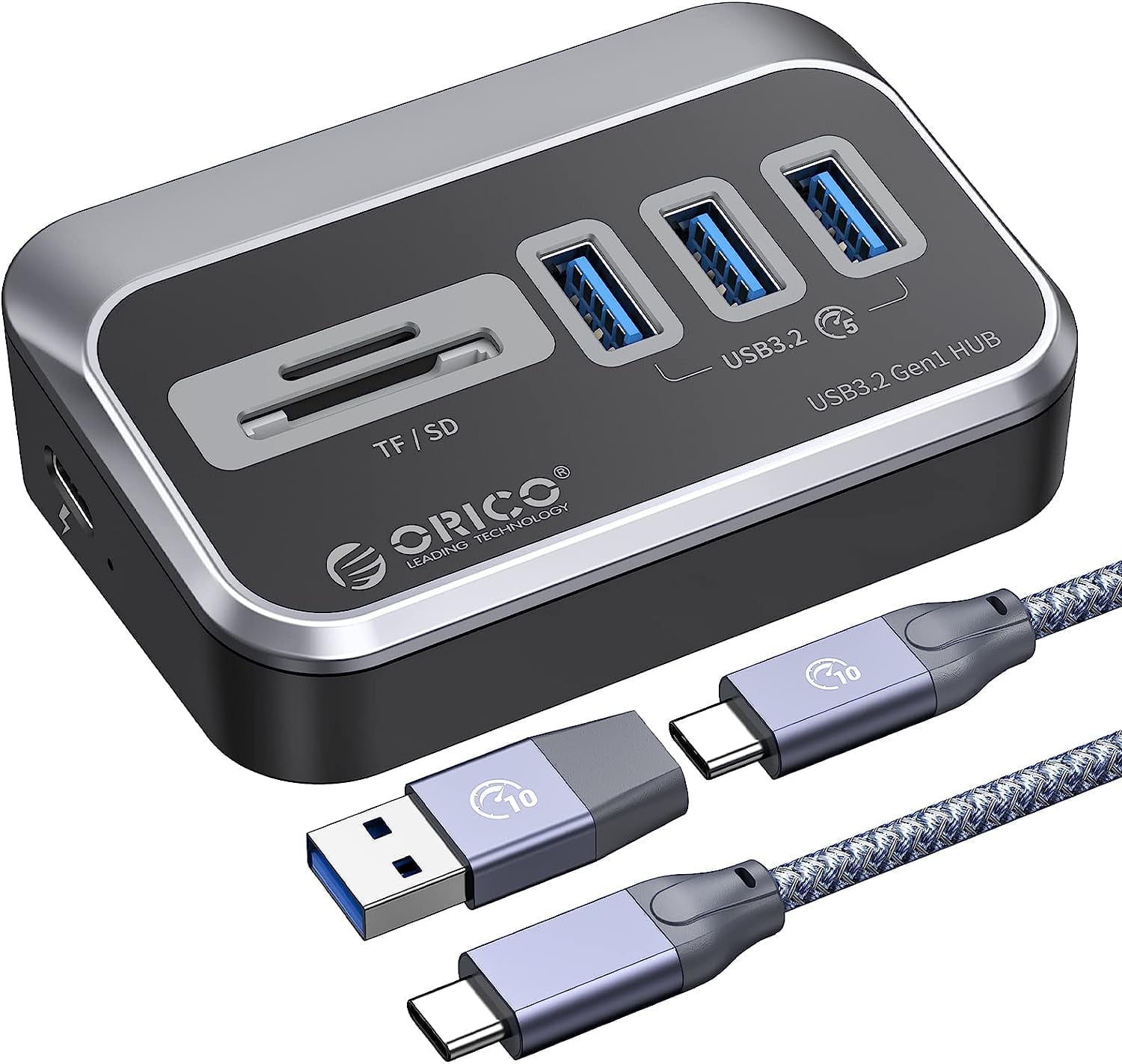 ORICO USB 3.0 Hub with Card Reader [5Gbps], 3 Port USB Hub with 1.64Ft ...