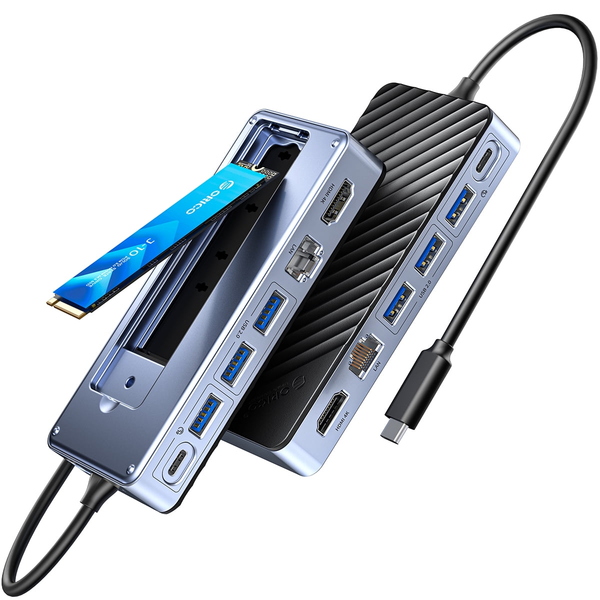 ORICO USB C HUB with M.2 Enclosure for M.2 SATA&NVMe SSD Laptop Docking ...