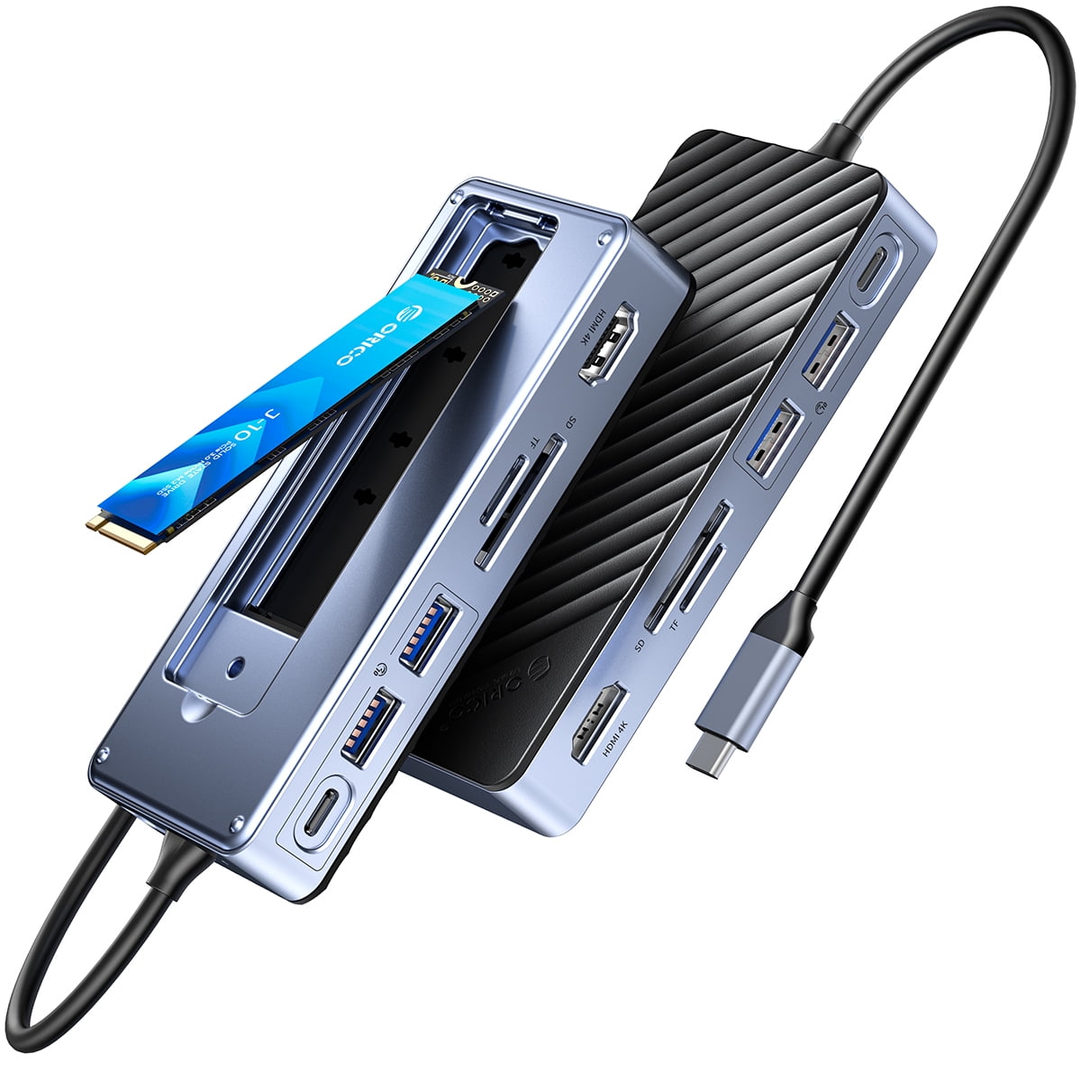 ORICO USB C HUB with M.2 Enclosure for M.2 SATA&NVMe SSD Laptop Docking ...
