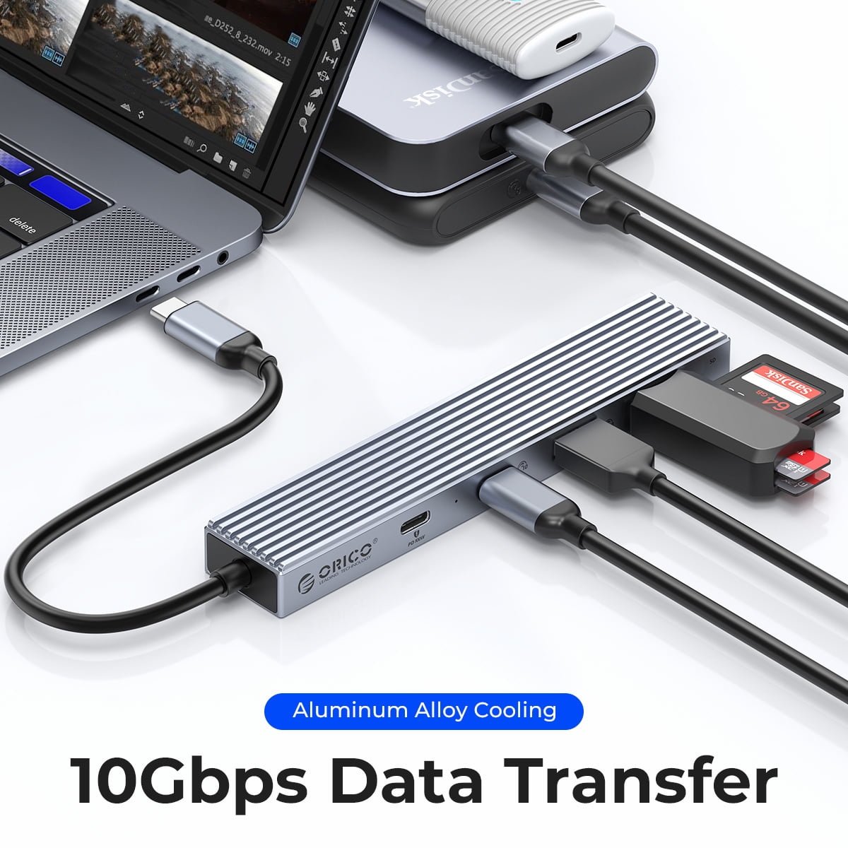ORICO USB C Hub USB 3.2 10Gbps USB Extender USB C to USB Adapter PD100w ...