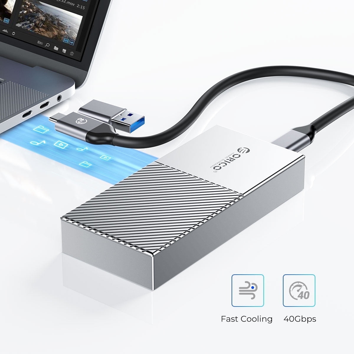 ORICO m.2 NVME SSD Enclosure with 2-in-1 Cable,40Gbps PCIe3.0x4 USB ...