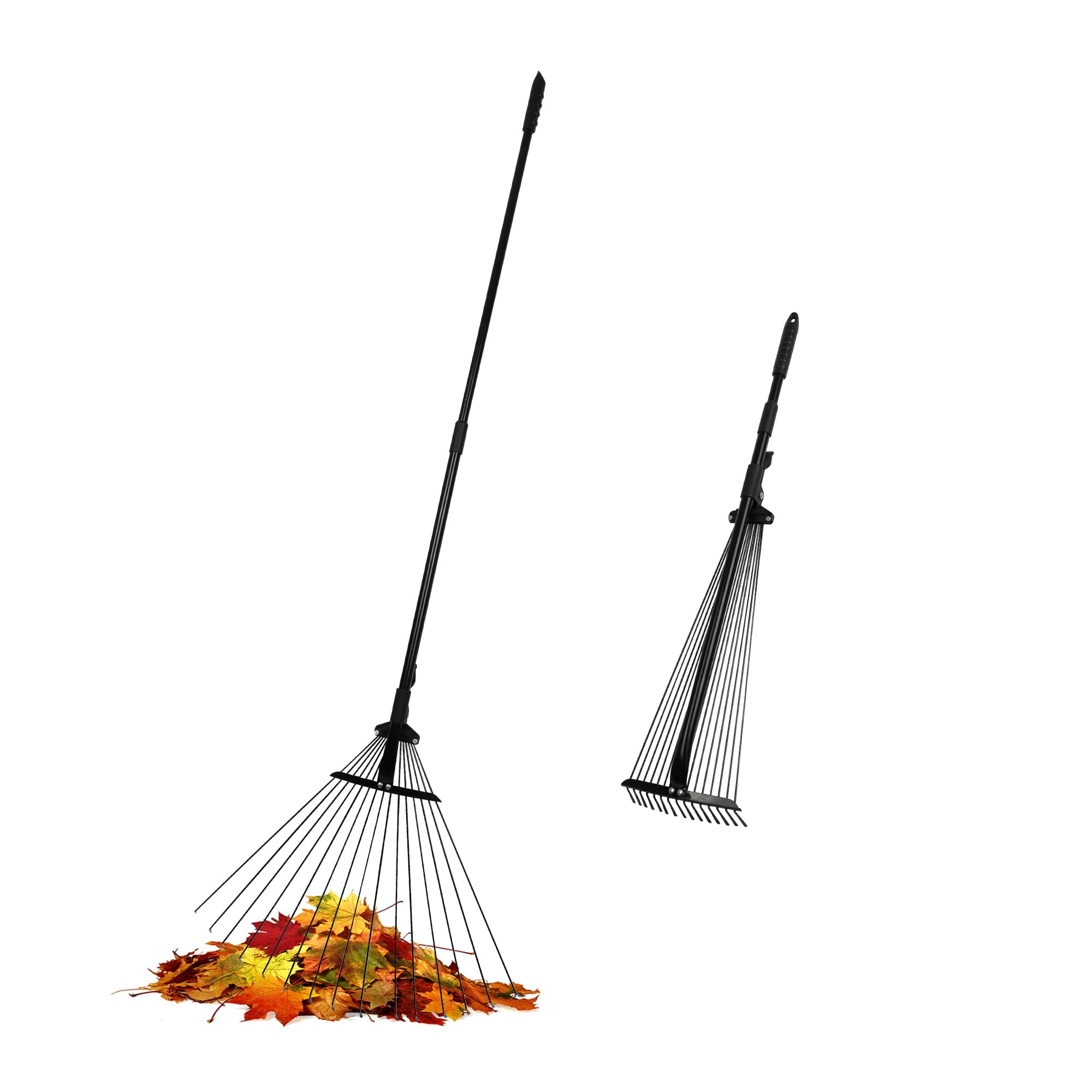 ORIENTOOLS leaf rake with handle, 160cm telescopic handle leaf rake ...