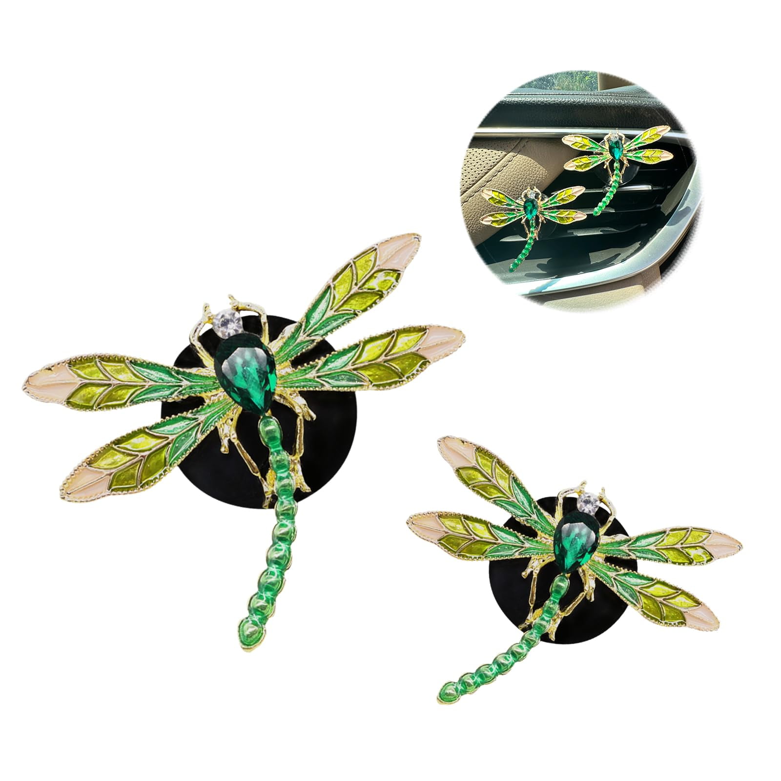 ORIESSE Cute Car Accessories,2pcs Bling Dragonfly Car Air Vent Clips ...