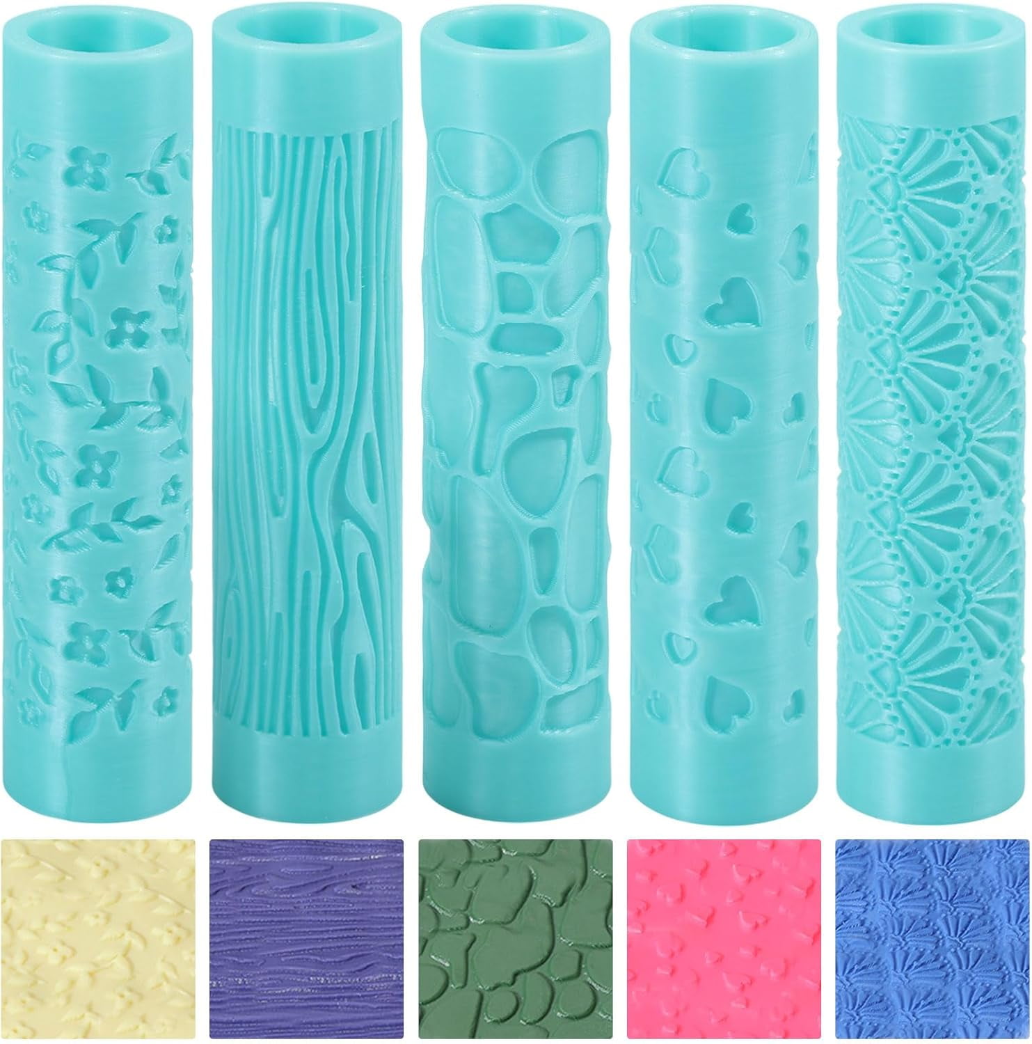 ORIGACH 5 Pcs Polymer Clay Texture Roller for Earring Making, Pottery ...