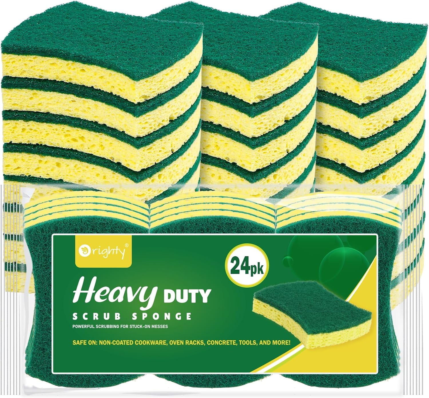 ORIGHTY Heavy Duty Cellulose Scrub Sponges Kitchen, Powerful Scrubbing ...