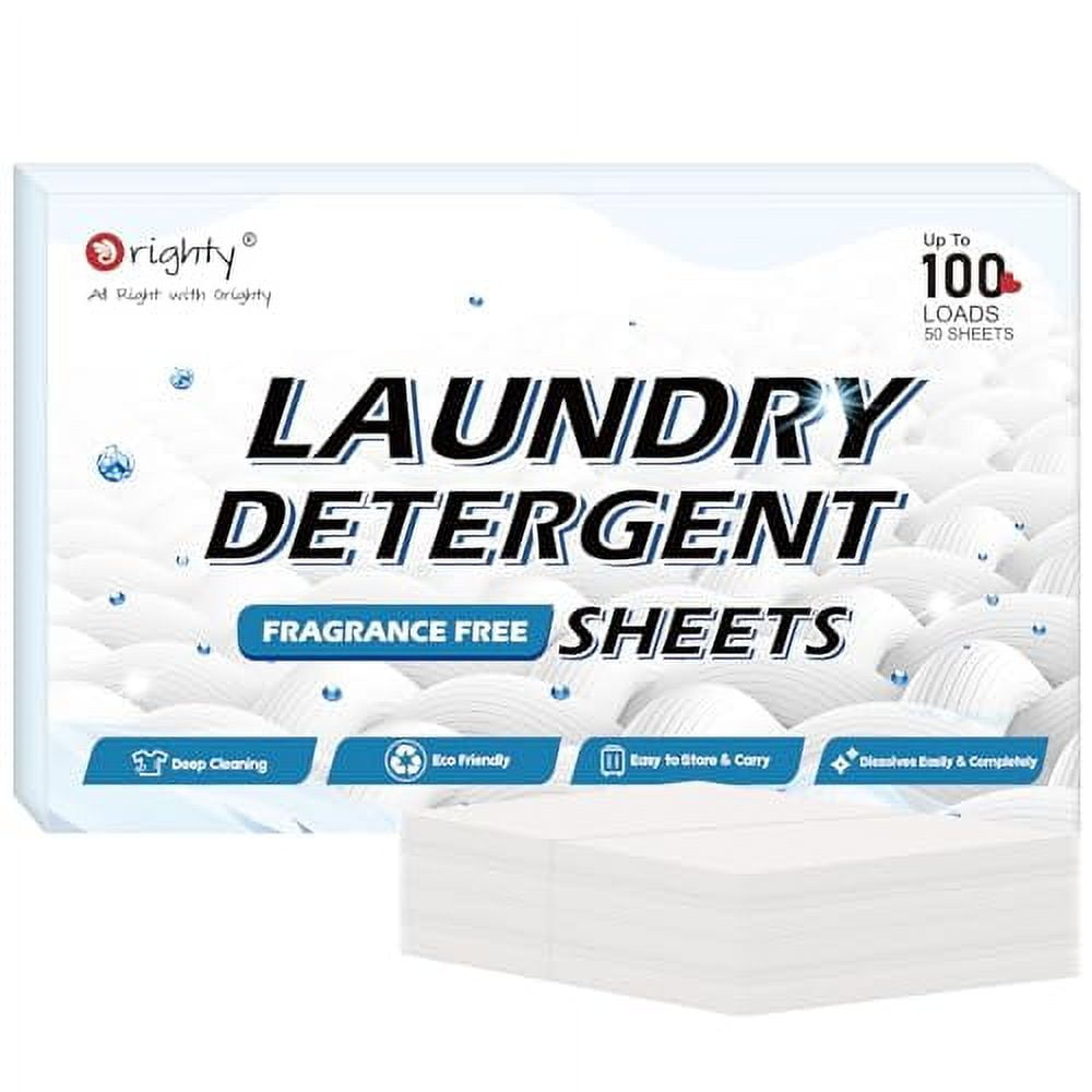 ORIGHTY Laundry Detergent Sheets, (100 Loads) 50 Sheets Fragrance Free ...