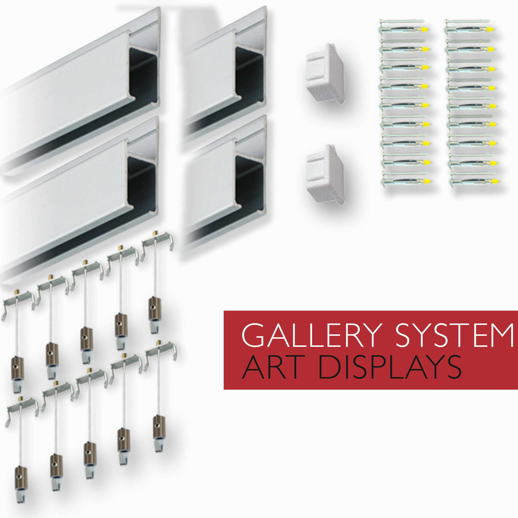 ORIGINAL GALLERY PRO PICTURE HANGING SYSTEM SET- COVERS 26 FT OF WALL ...