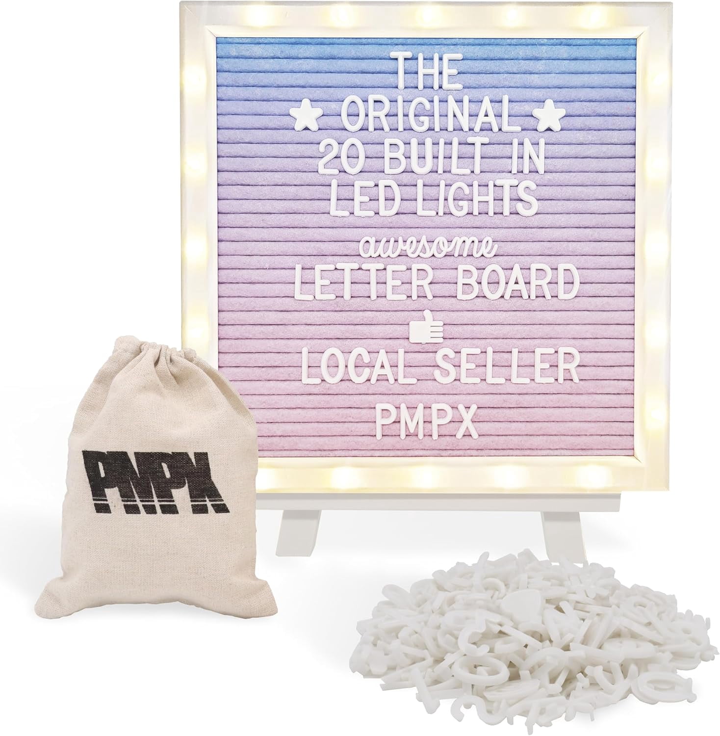 the ORIGINAL Letter Board Gradient Felt Board with Stand, Built-in LED ...
