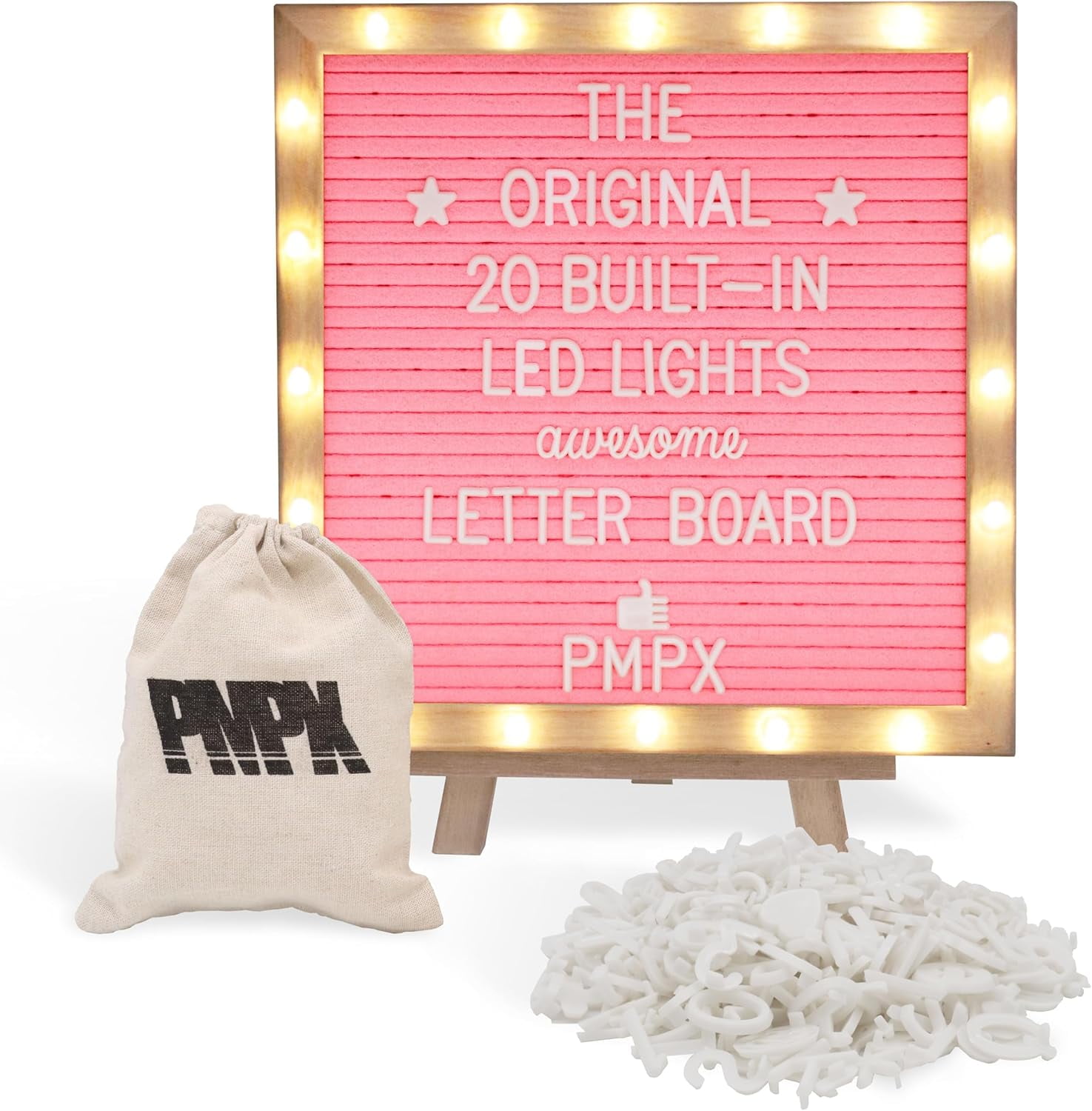 the ORIGINAL Letter Board with Pink Felt, Built-in LED Lights, 10x10 ...