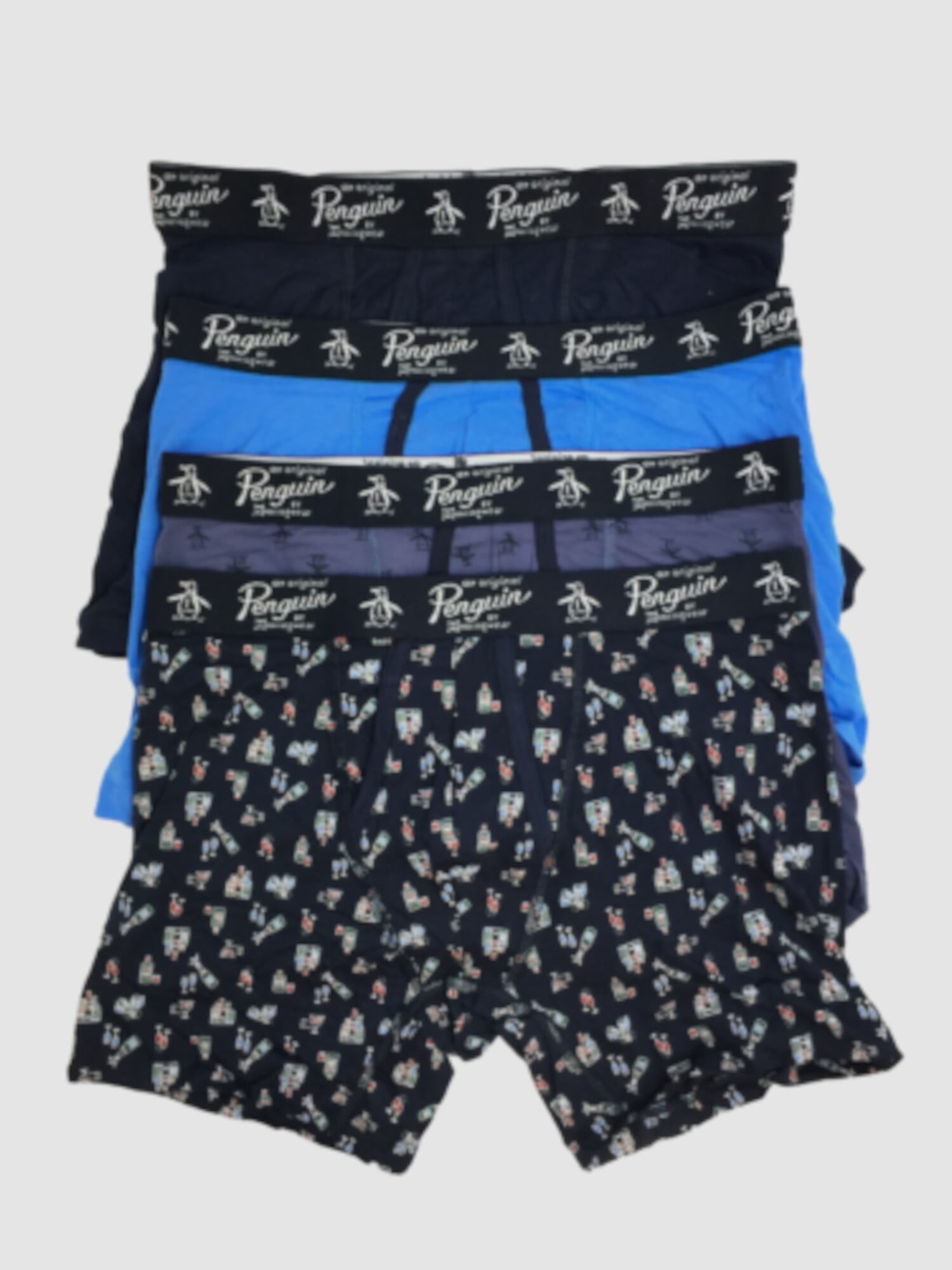 ORIGINAL PENGUIN Intimates 4 Pack Black Cotton Blend Stretch Boxer Brief Underwear M