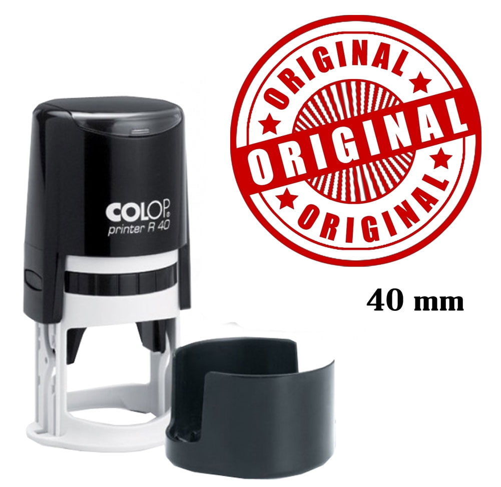 ORIGINAL Stamp Self Inking Rubber Colop Round Stamper -Black Ink 40mm ...