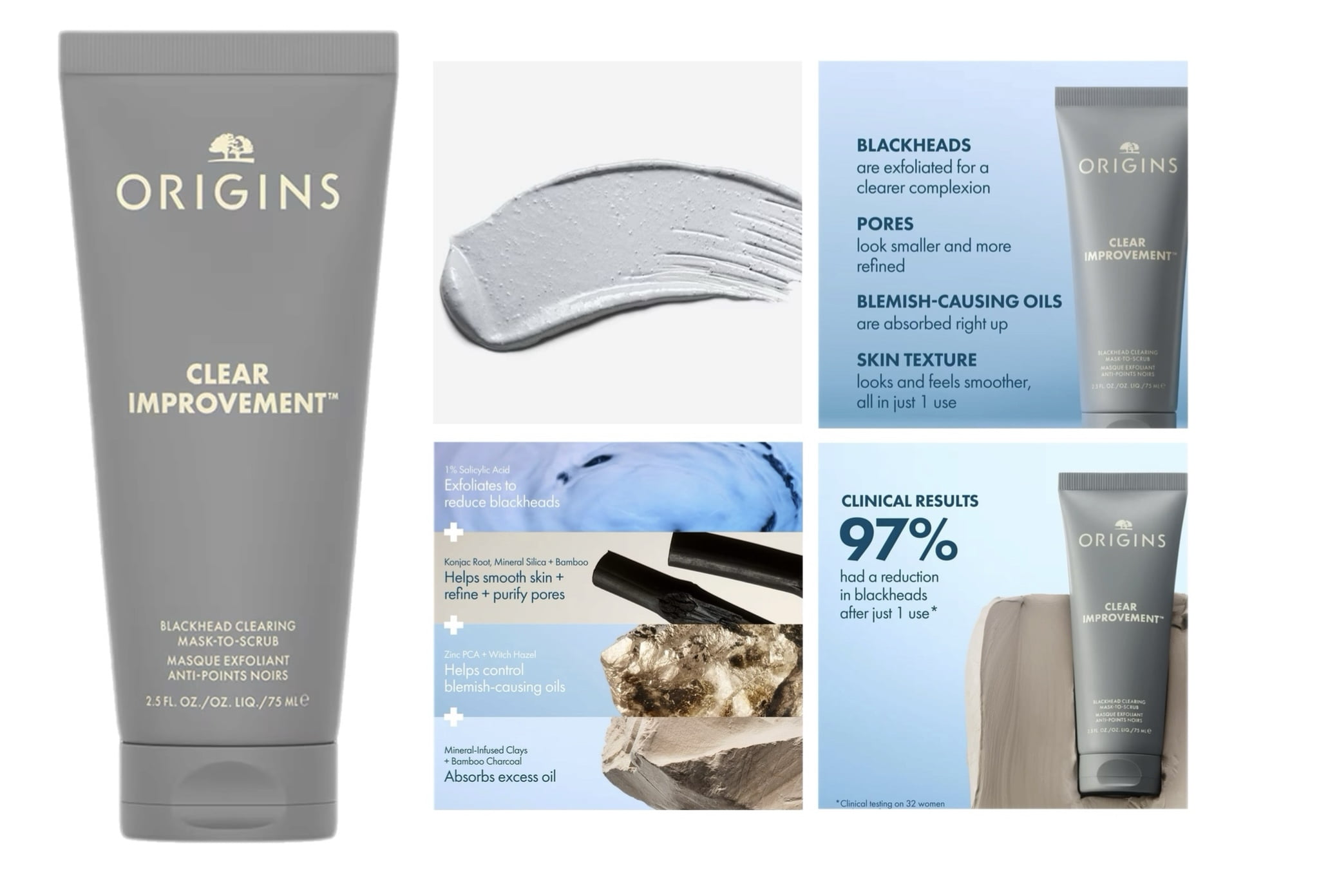ORIGINS Clear Improvement Blackhead Clearing Mask To Scrub - Walmart.com