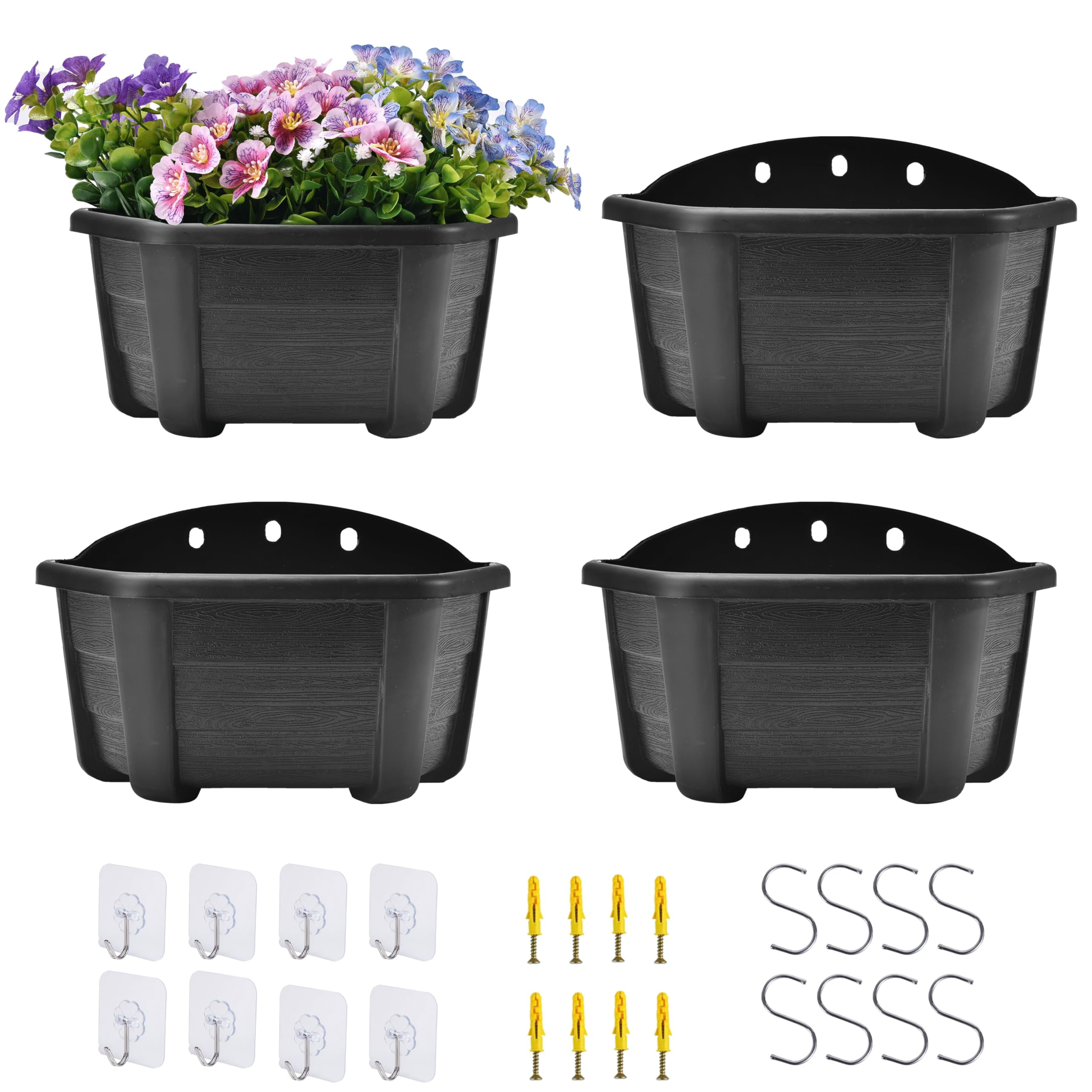 ORIMERC 9.8 inch Plastic Wall Planter for Indoor Plants, Wall Hanging Flower Pot for Railing ...