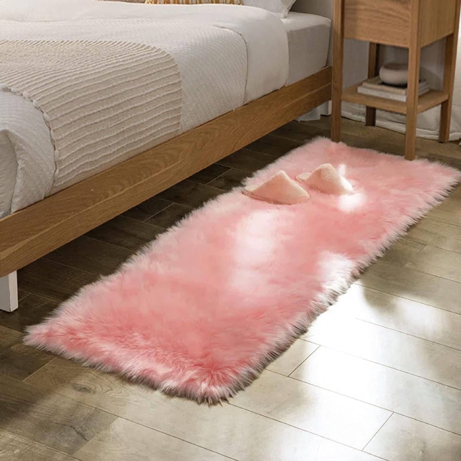 Orinova Pink Faux Sheepskin Fuzzy Area Rug, Fluffy Shag Carpet, 2x6 ...
