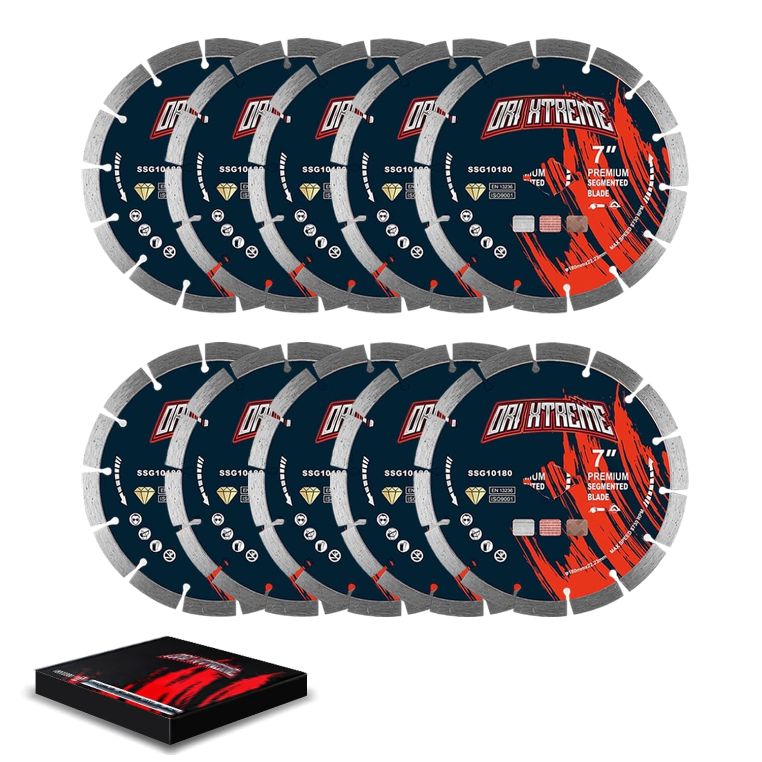 ORIXTREME 7 Inch Diamond Saw Blade 10Pcs, Segmented General Purpose ...