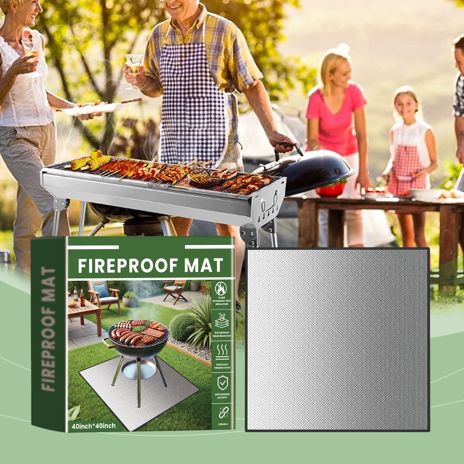 ORMARKET 40x40 inches Square Fire Pit Mat,4-Layer Fireproof Under Grill ...