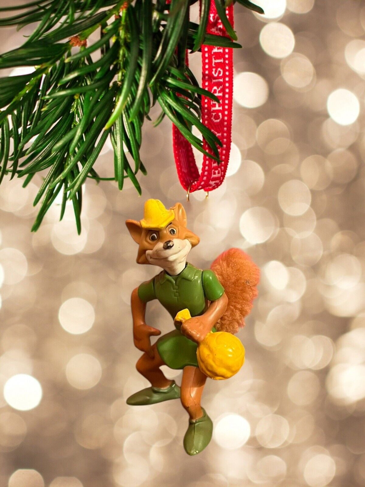 ORNAMENT Disney Robin Hood FOX FUZZY TAIL Figure Collectible 4” PVC ...
