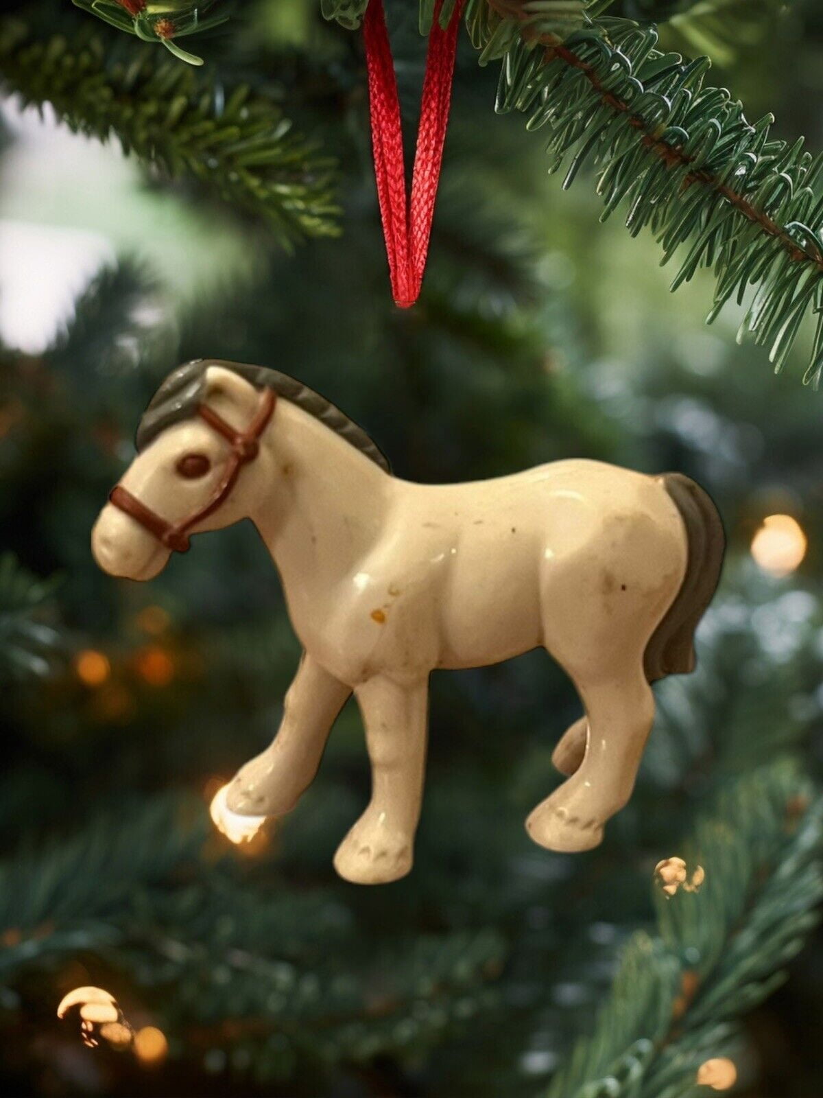 ORNAMENT Lincoln Logs Gray Horse Animal Figure Western Frontier Farm ...