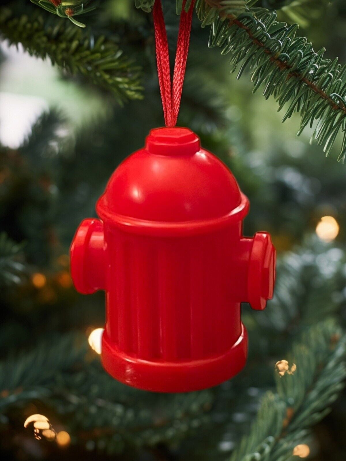 ORNAMENT Mini Red Hollow Plastic Fire Hydrant 3” FIGURE FIGURINE ...