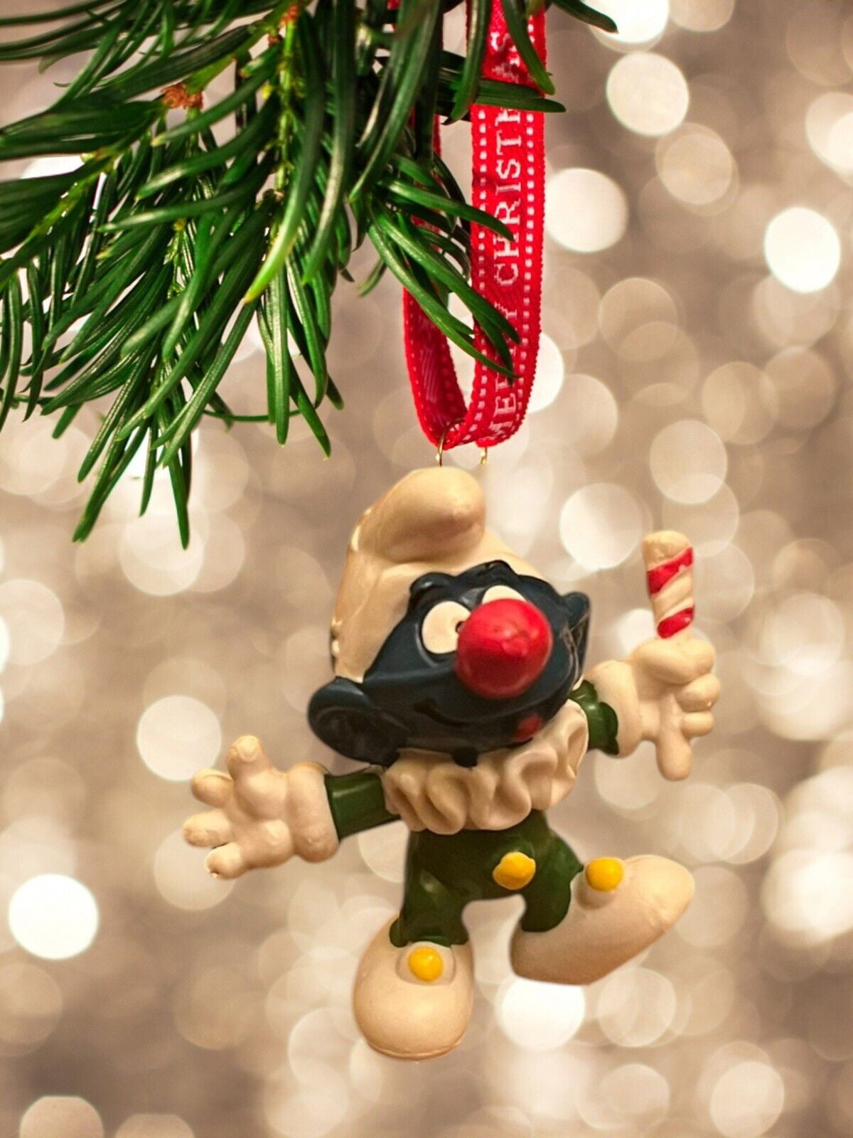 ORNAMENT SMURF Clown Jester Magician 2” rubber Figure Figure Figurine ...