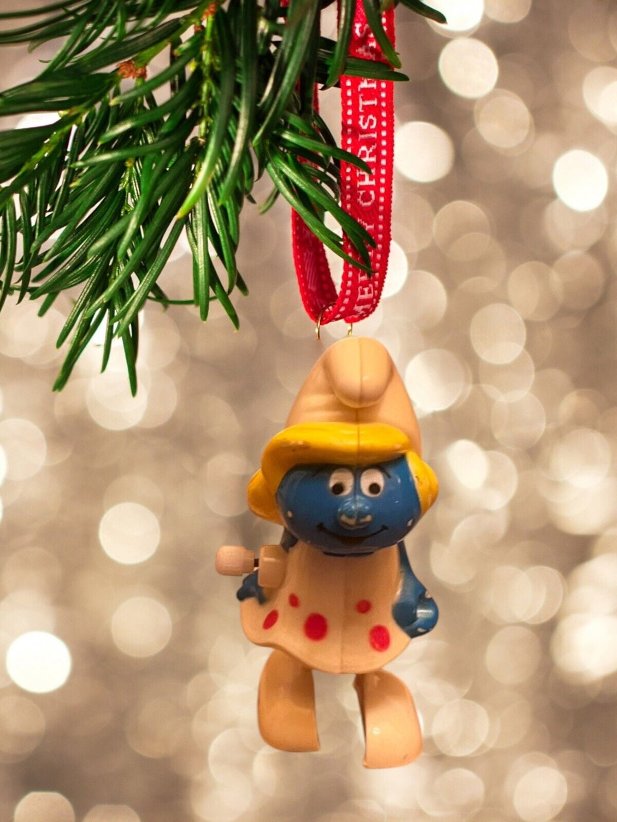 ORNAMENT SMURFETTE Wind Up Red Dots PVC 2” Figure Figure Figurine SMURF ...