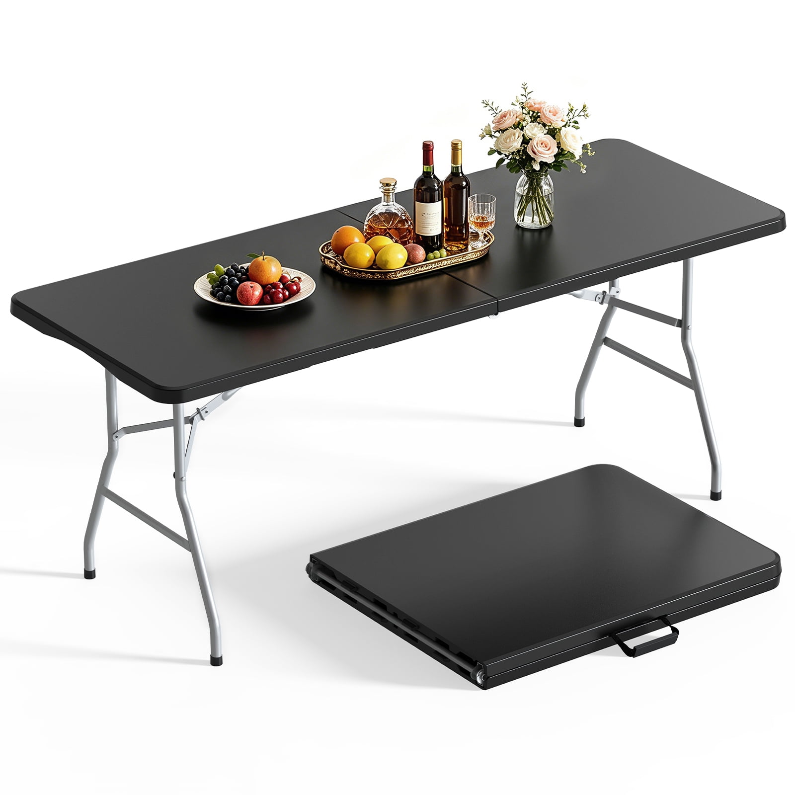 OROFULL 6ft Folding Table, Heavy Duty Portable Plastic Utility Table ...
