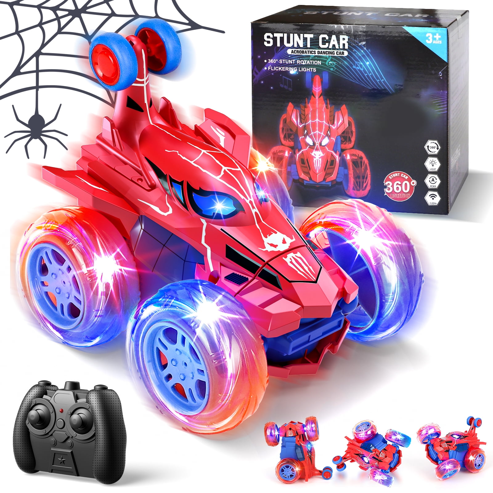 OROLIVING 2.4Ghz Fast Stunt LED Battery-Powered Plastic Spider-Man RC ...