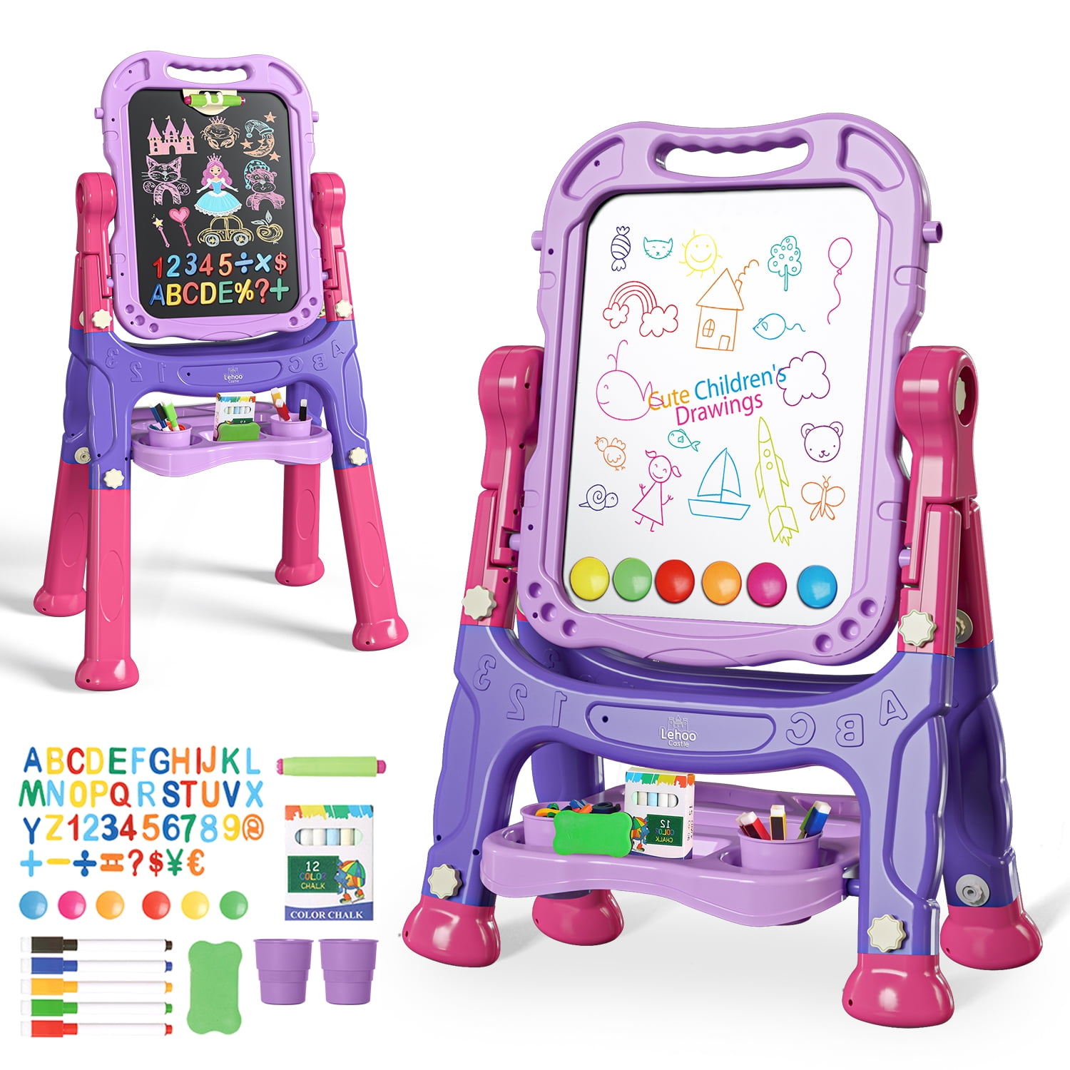 4 in 1 Double Sided Kids Art Easel - Magnetic, Portable, Standing ...