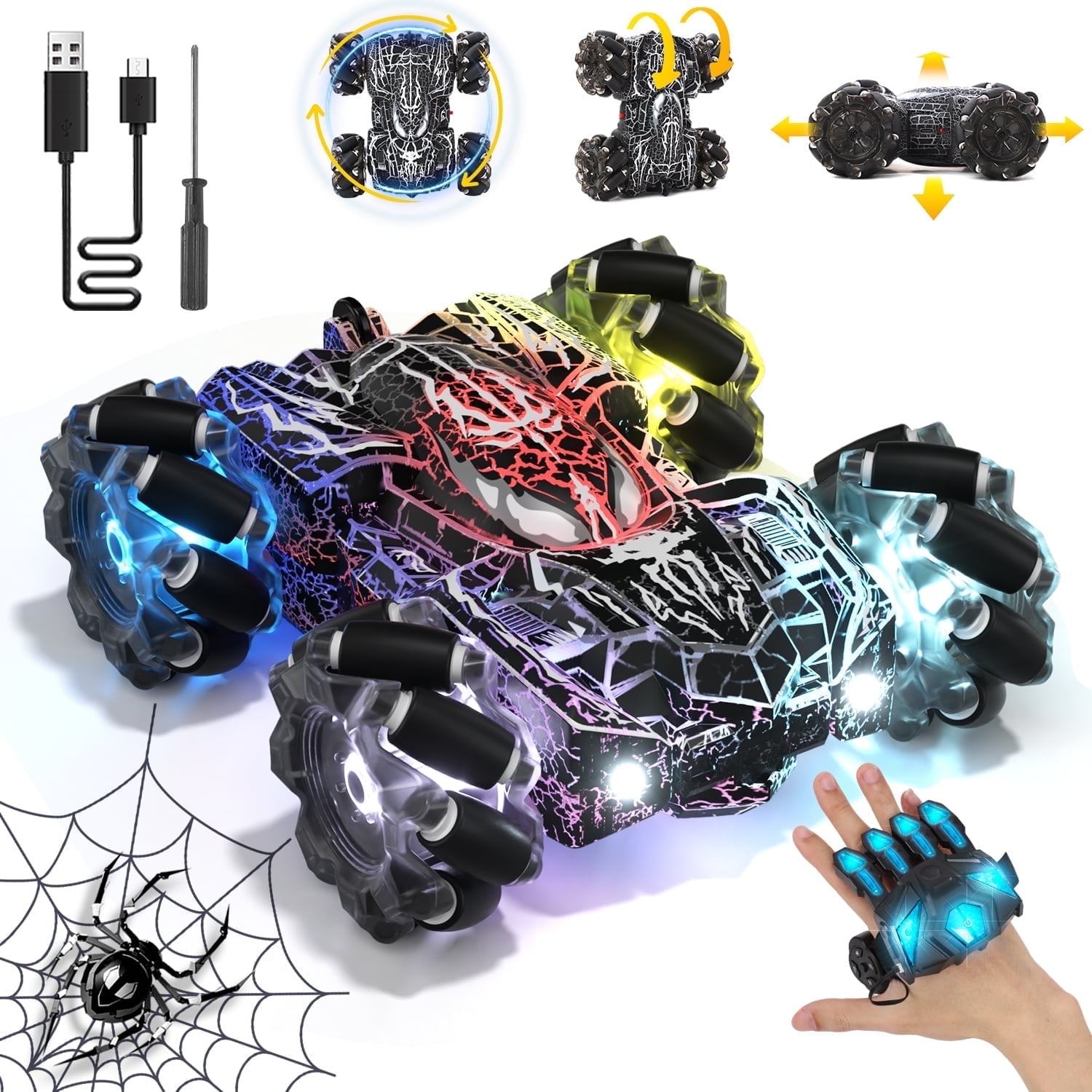 2.4Ghz Remote Control Car for Kids Age 5-10, Double Sided RC Car with Gesture Sensing & Cool ...