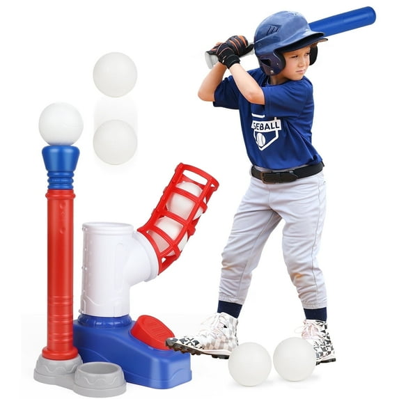 T Ball Set Toys, Baseball Sports & Outdoors Toy with 6 Balls & Auto ...