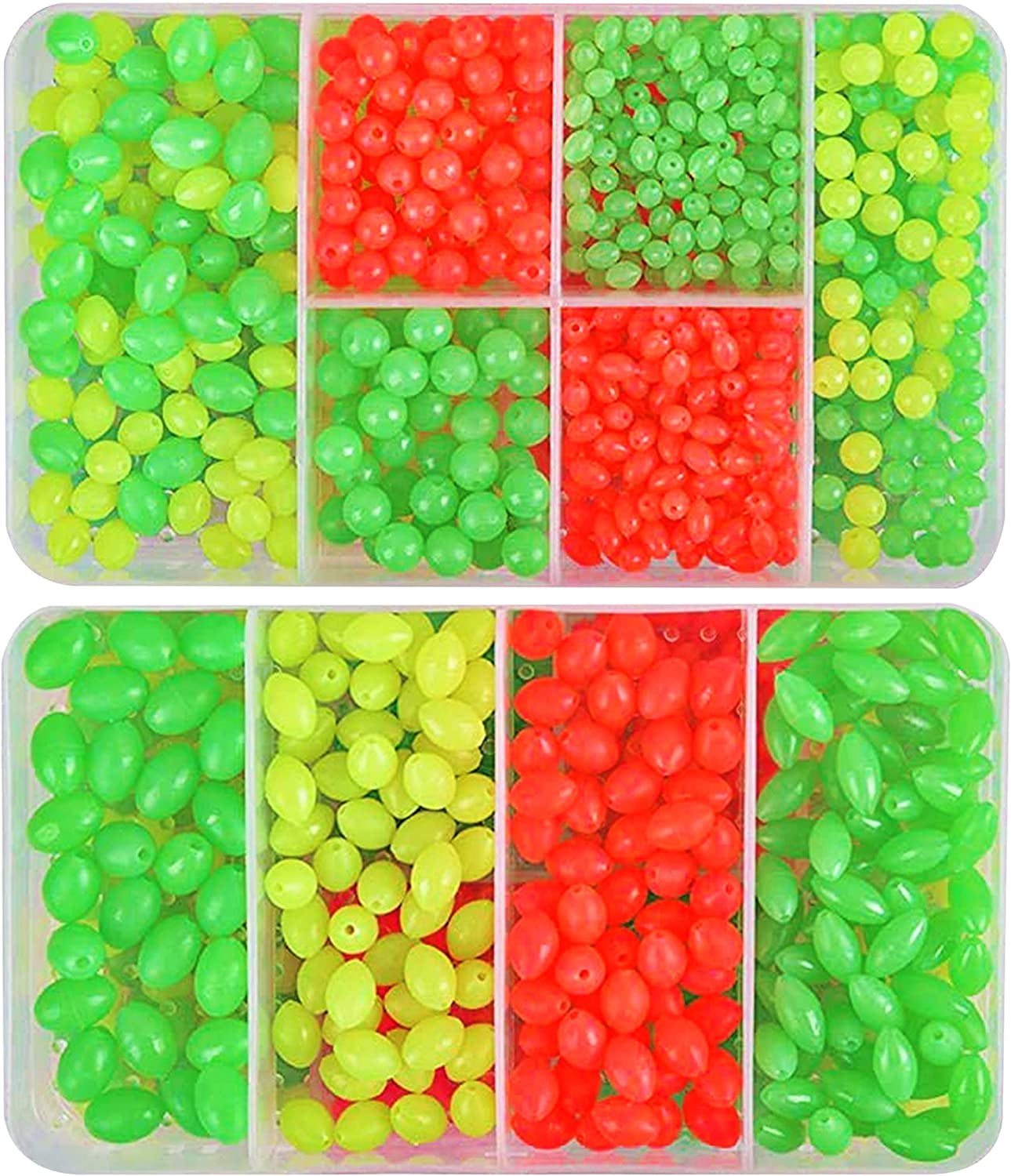 OROOTL 1000pcs Fishing Beads Set, Soft Plastic Fish Beads Oval Round ...